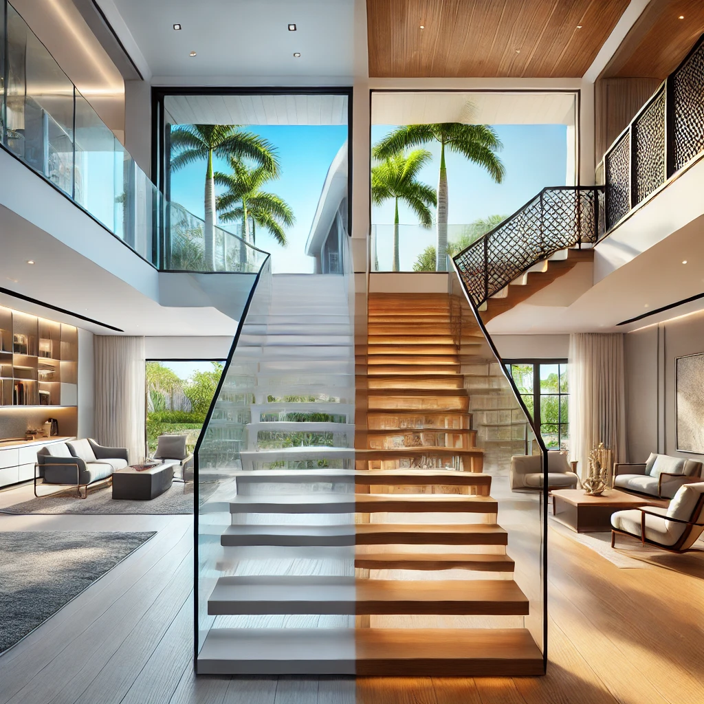 Custom Floating Stairs vs Traditional Stairs in Palm Beach Homes